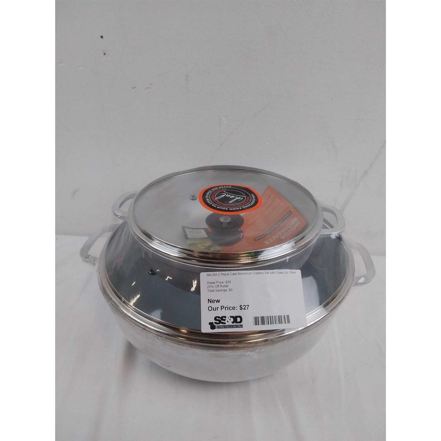 IMUSA 2 Piece Cast Aluminum Caldero Set with Glass Lid - Home & Office ...