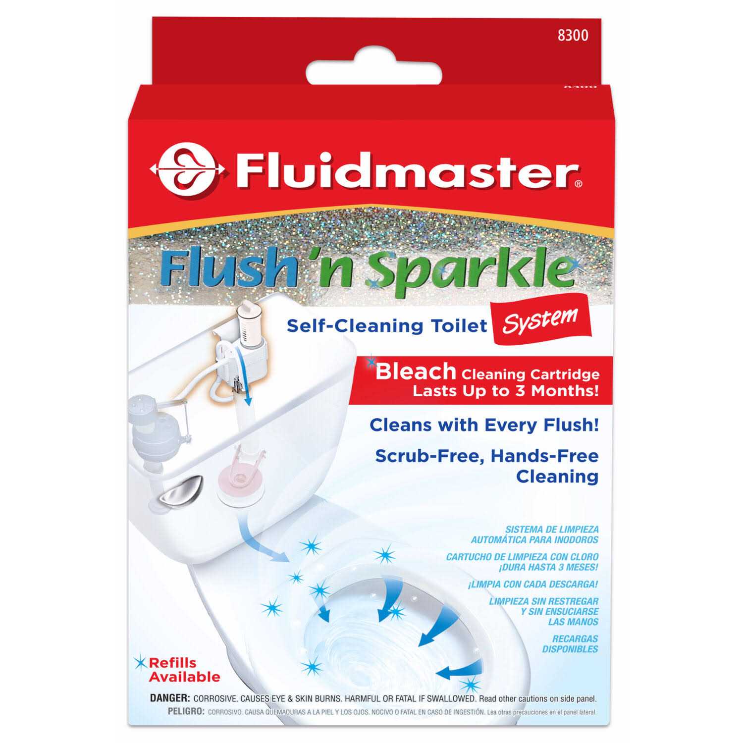 Fluidmaster 8300p8 Flush 'n' Sparkle Bleach Toilet Bowl Cleaning System ...