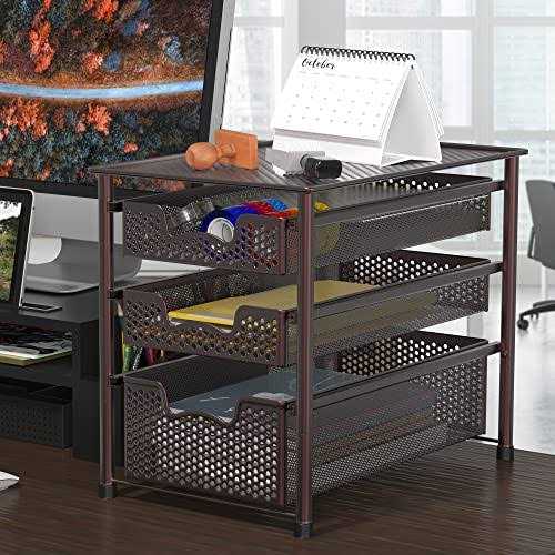 Simple Houseware 3-Tier Stackable Sliding Basket Organizer Drawer ...