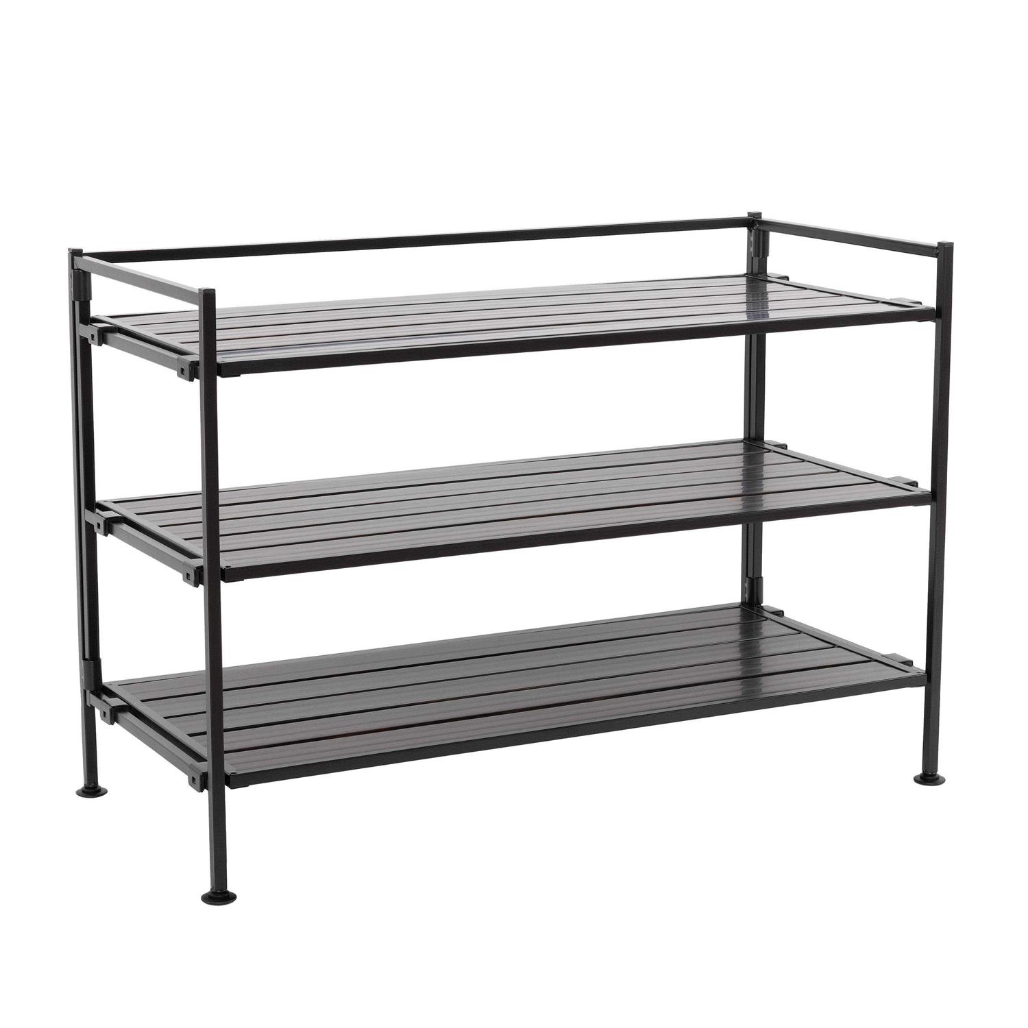 Seville Classics 3-Tier Stackable Interlock 12-Pair Resin Slat Sturdy ...