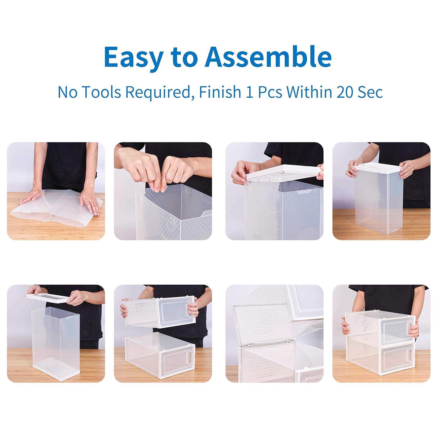 Seseno. 12 Pack Shoe Storage Boxes Clear Plastic Stackable Shoe ...