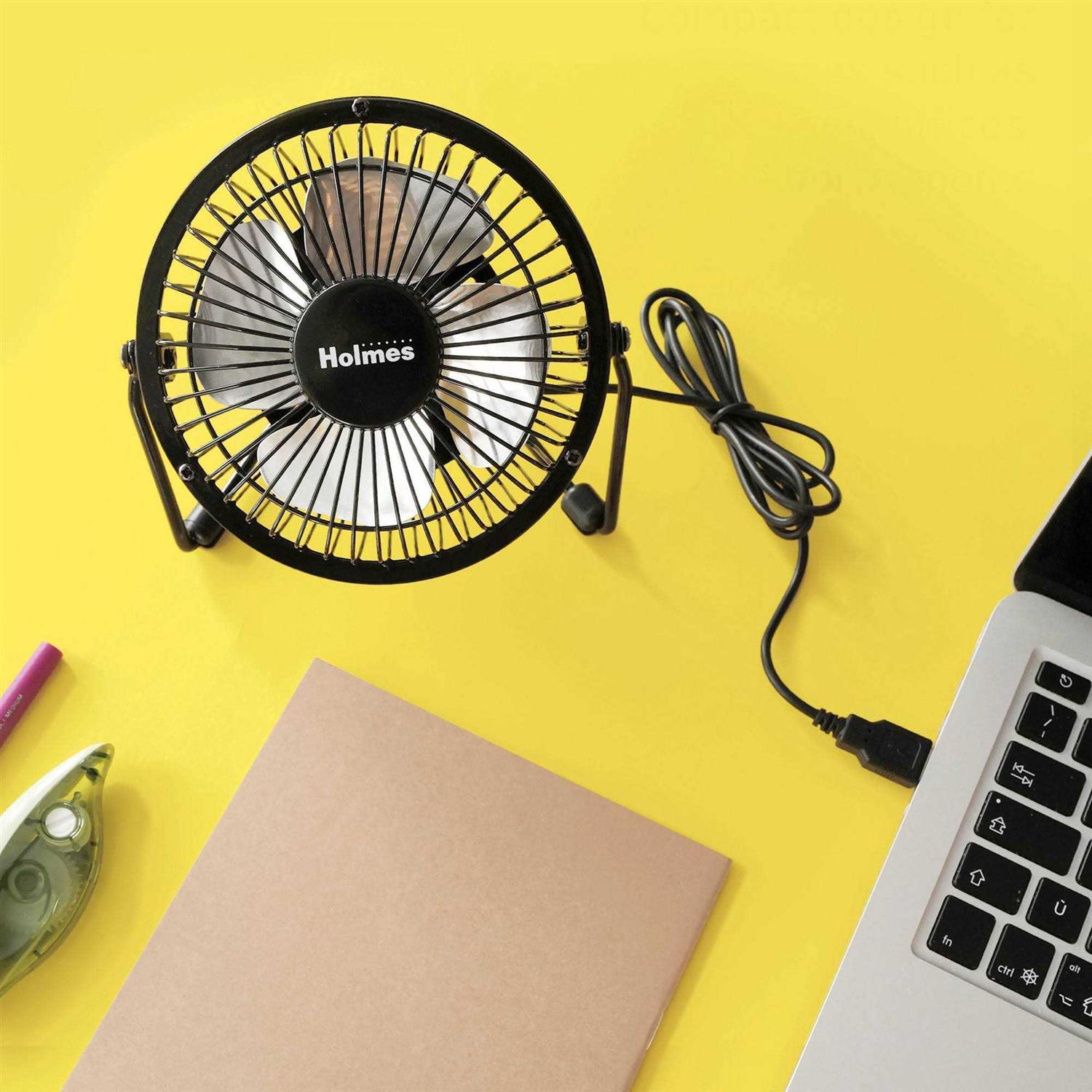 Holmes 4 inch USB Powered Adjustable Head Personal Desk Fan - Home ...