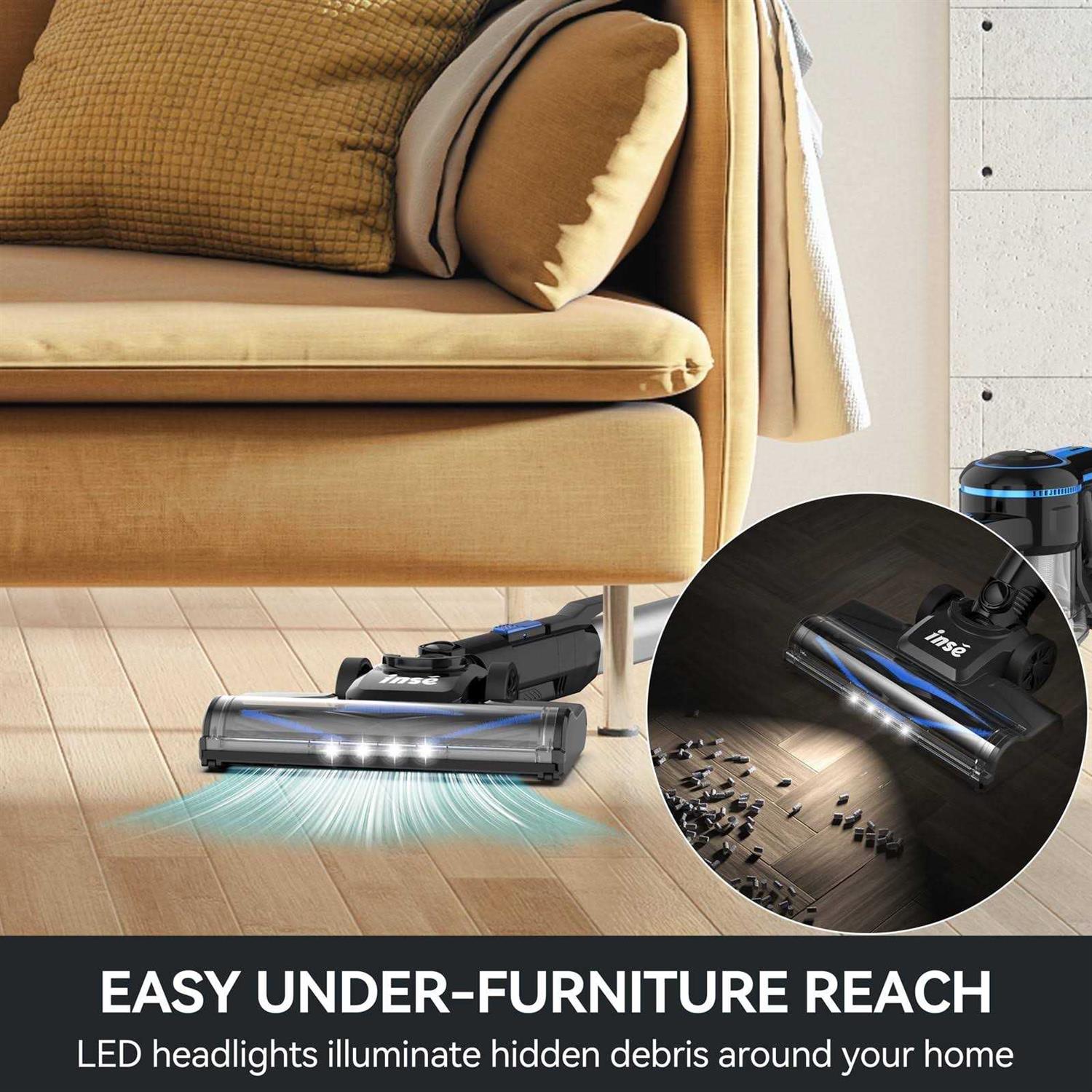 Inse Cordless Vacuum Cleaner 6-in-1 Rechargeable Stick Vacuum with 2200 ...