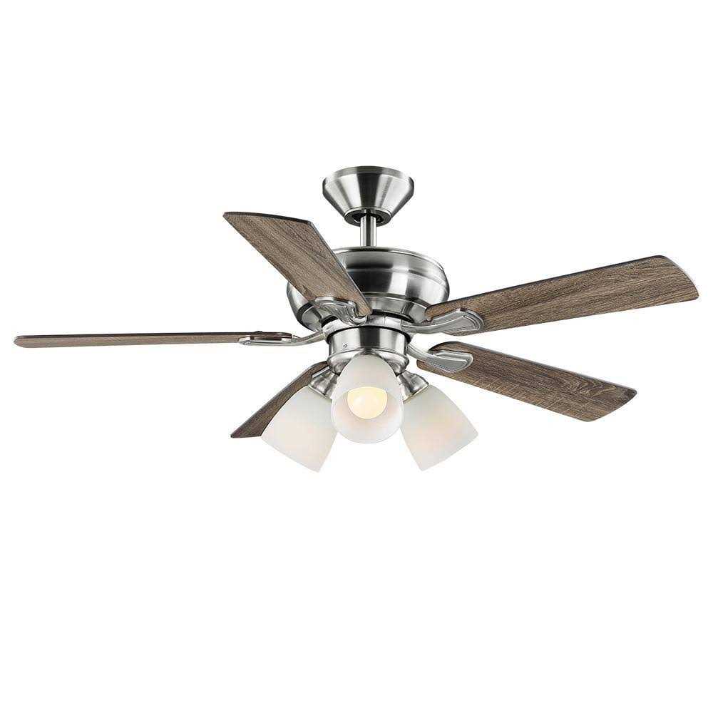 Hampton Bay Riley 44 in. Indoor LED Brushed Nickel Ceiling Fan with ...