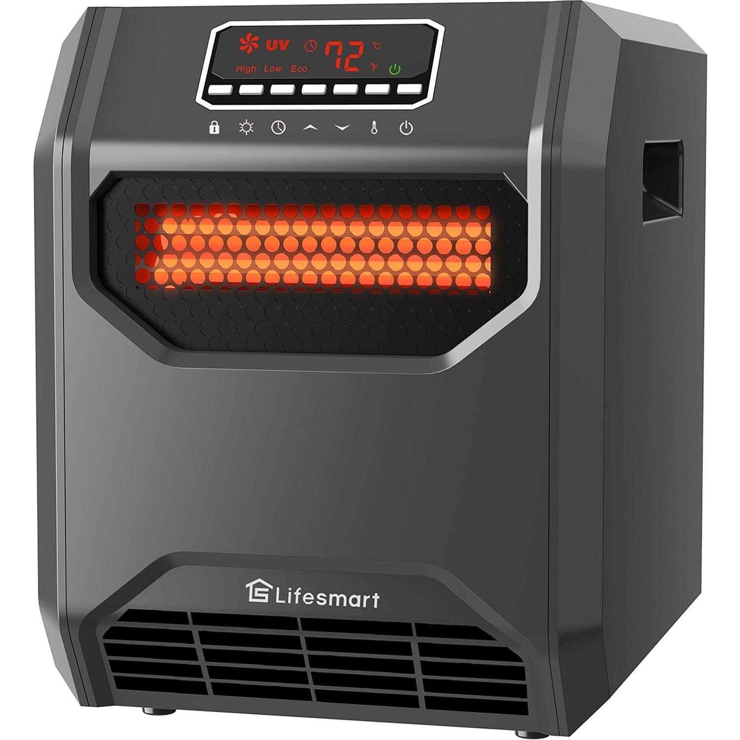 Lifesmart 6-Element Infrared Heater with Front Intake Vent and UV Light ...