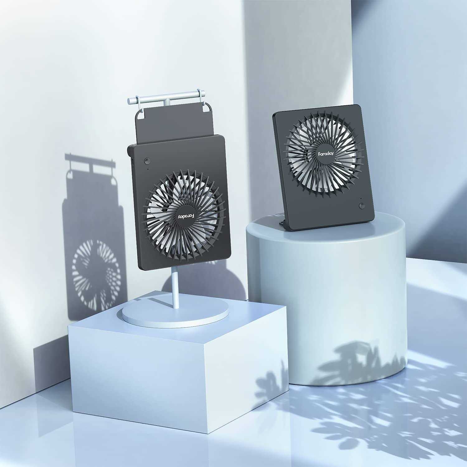 FARADAY Small Table Fans Rechargeable Portable 180°Tilt Folding Desk ...