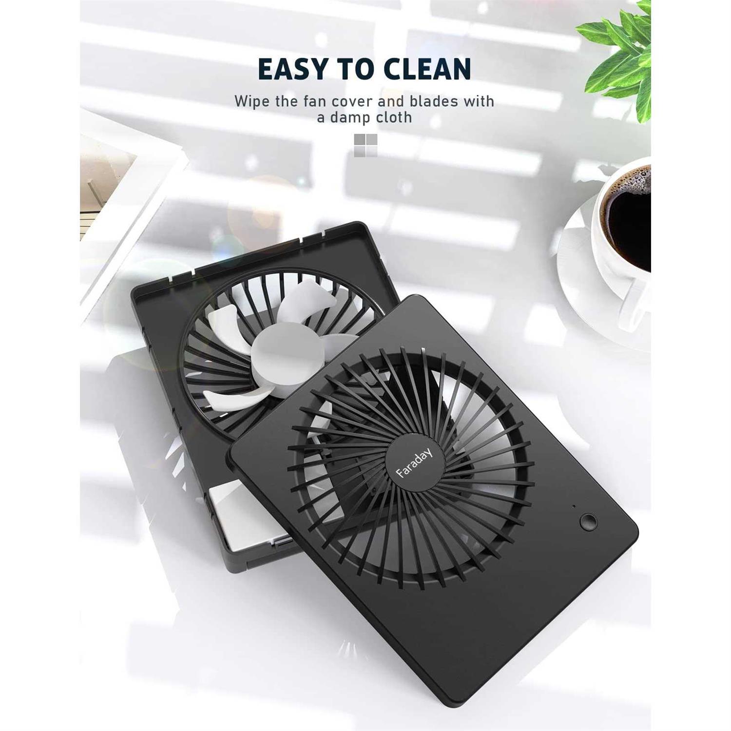 FARADAY Small Table Fans Rechargeable Portable 180°Tilt Folding Desk ...