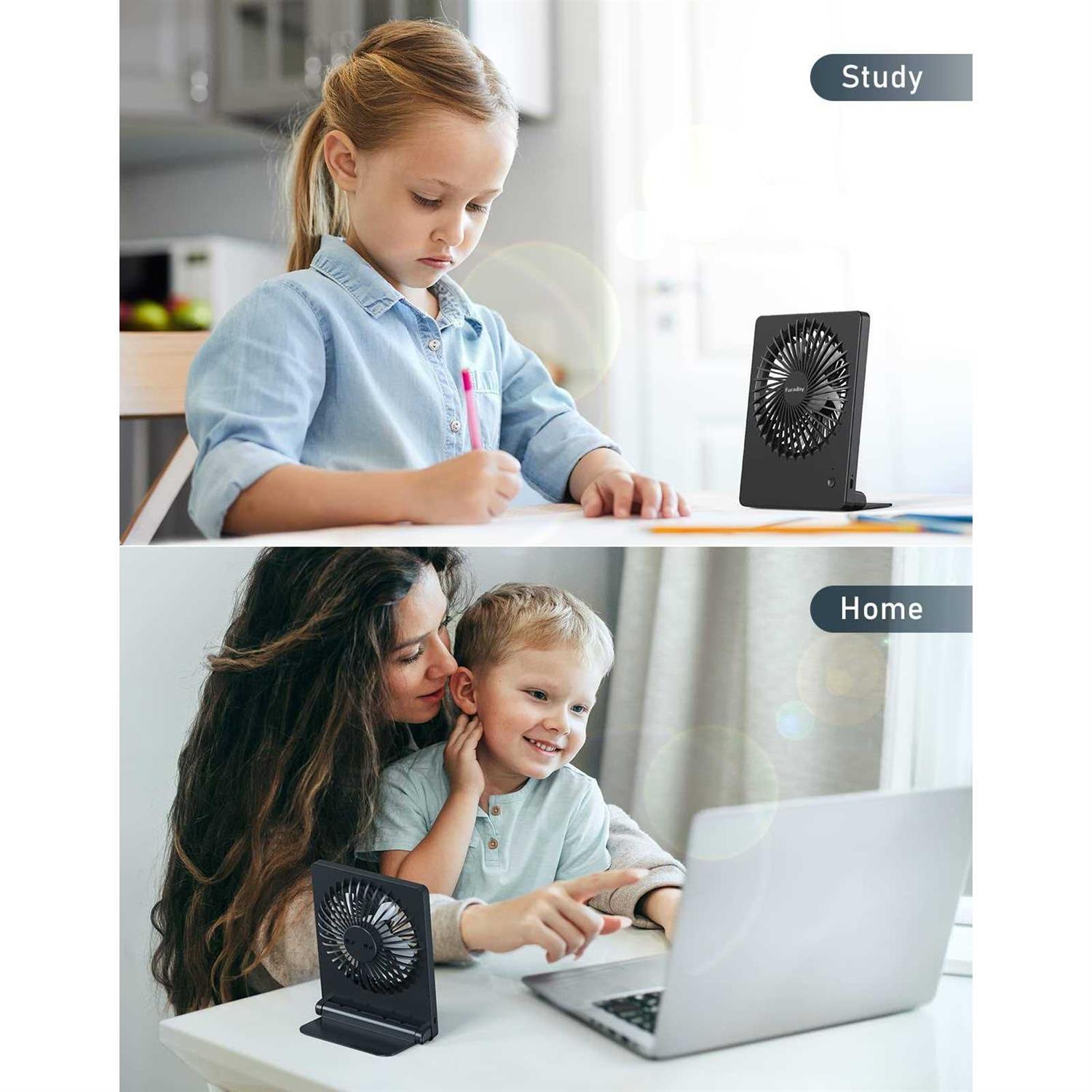 FARADAY Small Table Fans Rechargeable Portable 180°Tilt Folding Desk ...