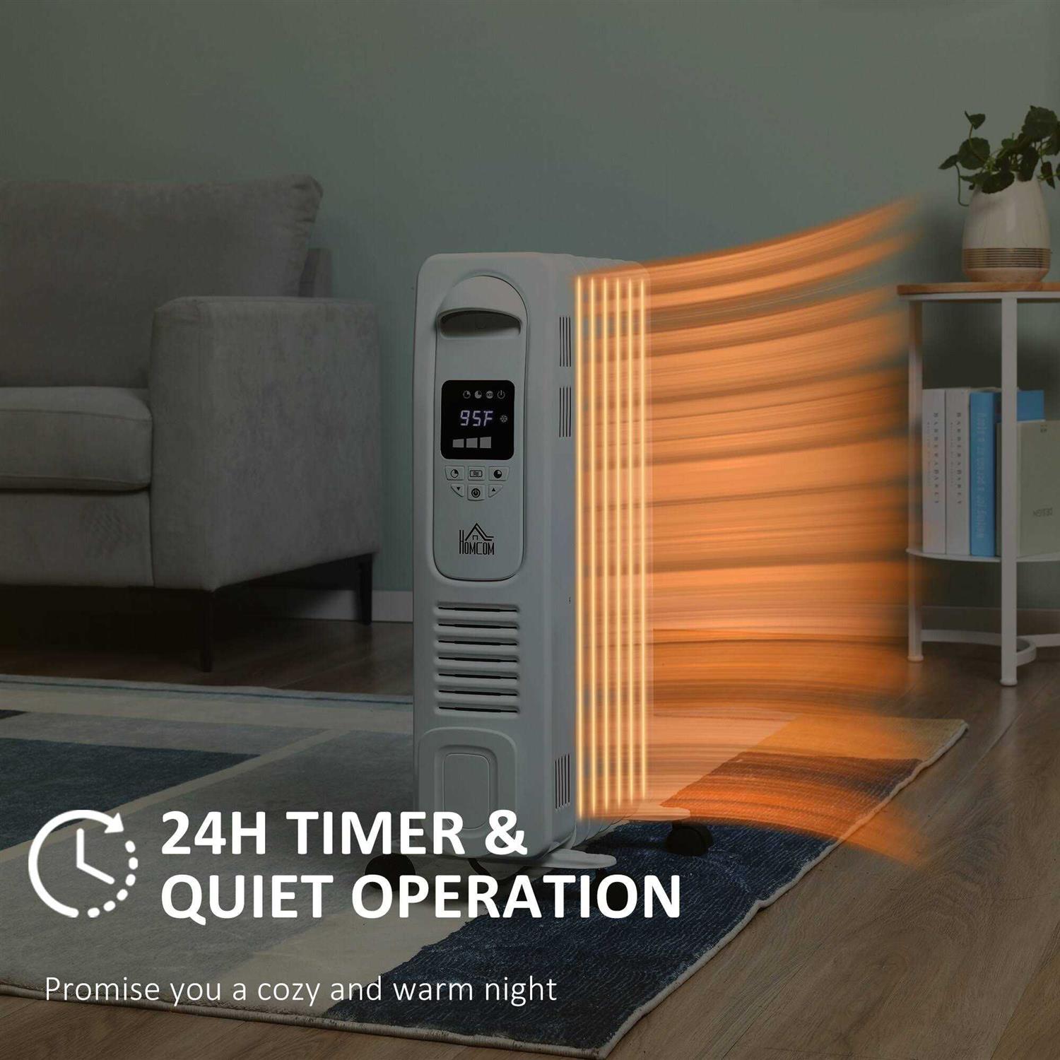 HOMCOM Electric Space Heater Freestanding 161 Sq. Ft. Heater with 3 ...