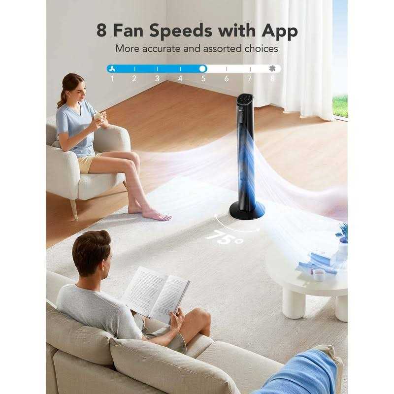 GoveeLife 36'' Smart Tower Fan for Bedroom Oscillating Fan with Auto ...