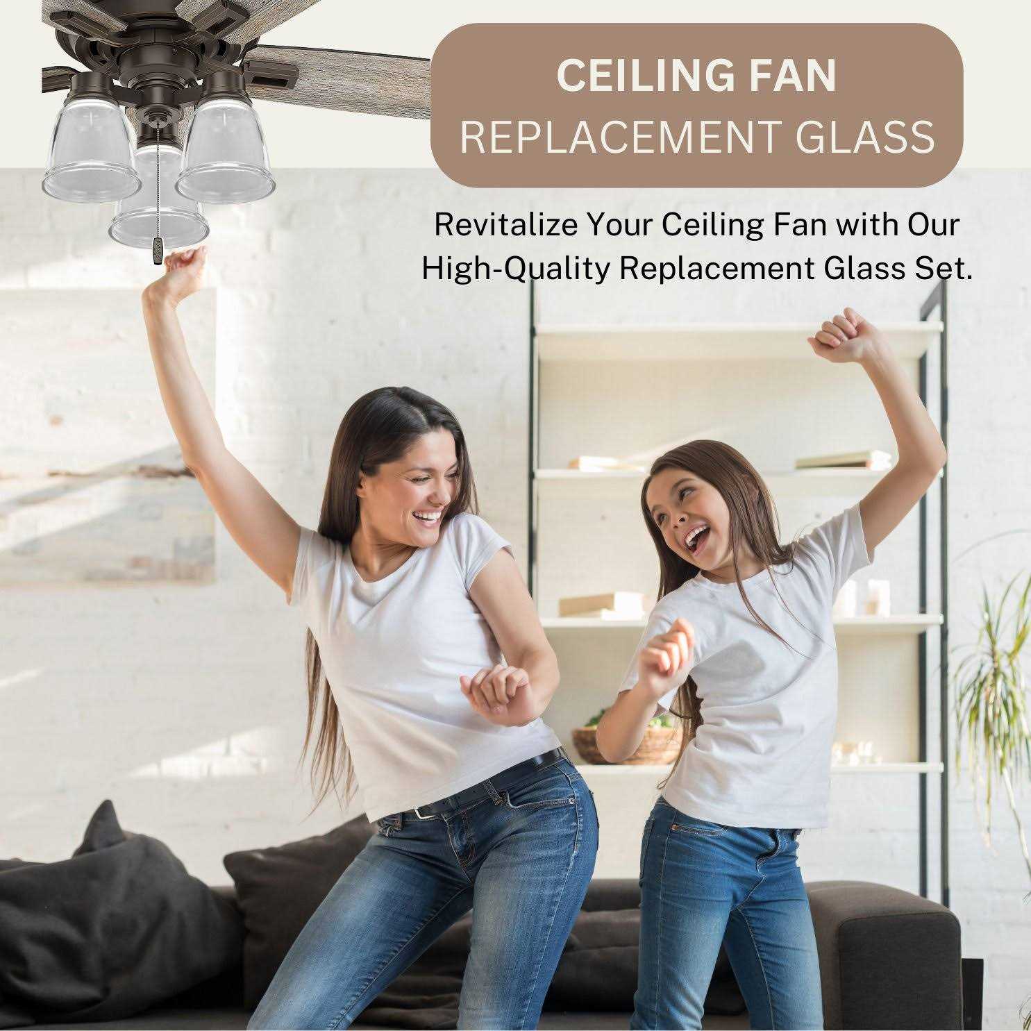 Ceiling Fan Light Covers Clear Glass Shade Lamp Replacement Kit for ...