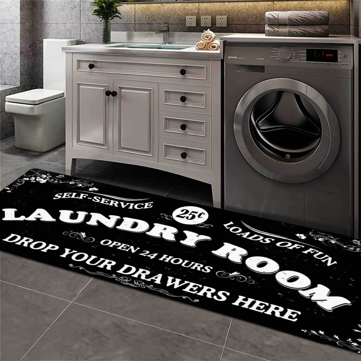 Laundry Room Rug Anti-Slip Floor mats Farmhouse Large Laundry Rugs for ...