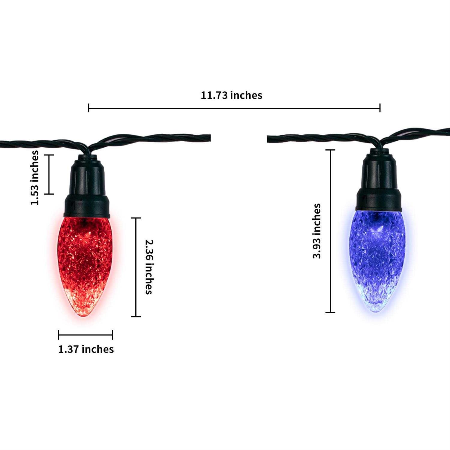 Novolink 11 ft. 12-Count Facetted LED Large C9 Bulb RGBw Color-Changing ...