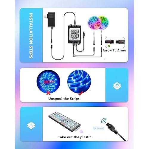 Nexillumi 100ft Waterproof LED Strip Lights with Remote SMD 5050 Color ...