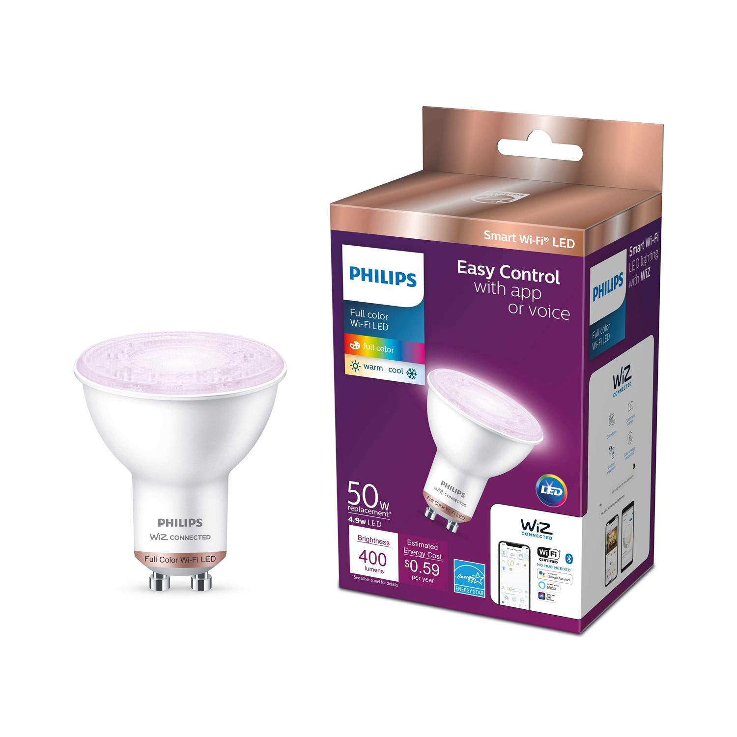 Philips Smart Wi-Fi Connected LED 50-Watt Gu10 Light Bulb - Home ...