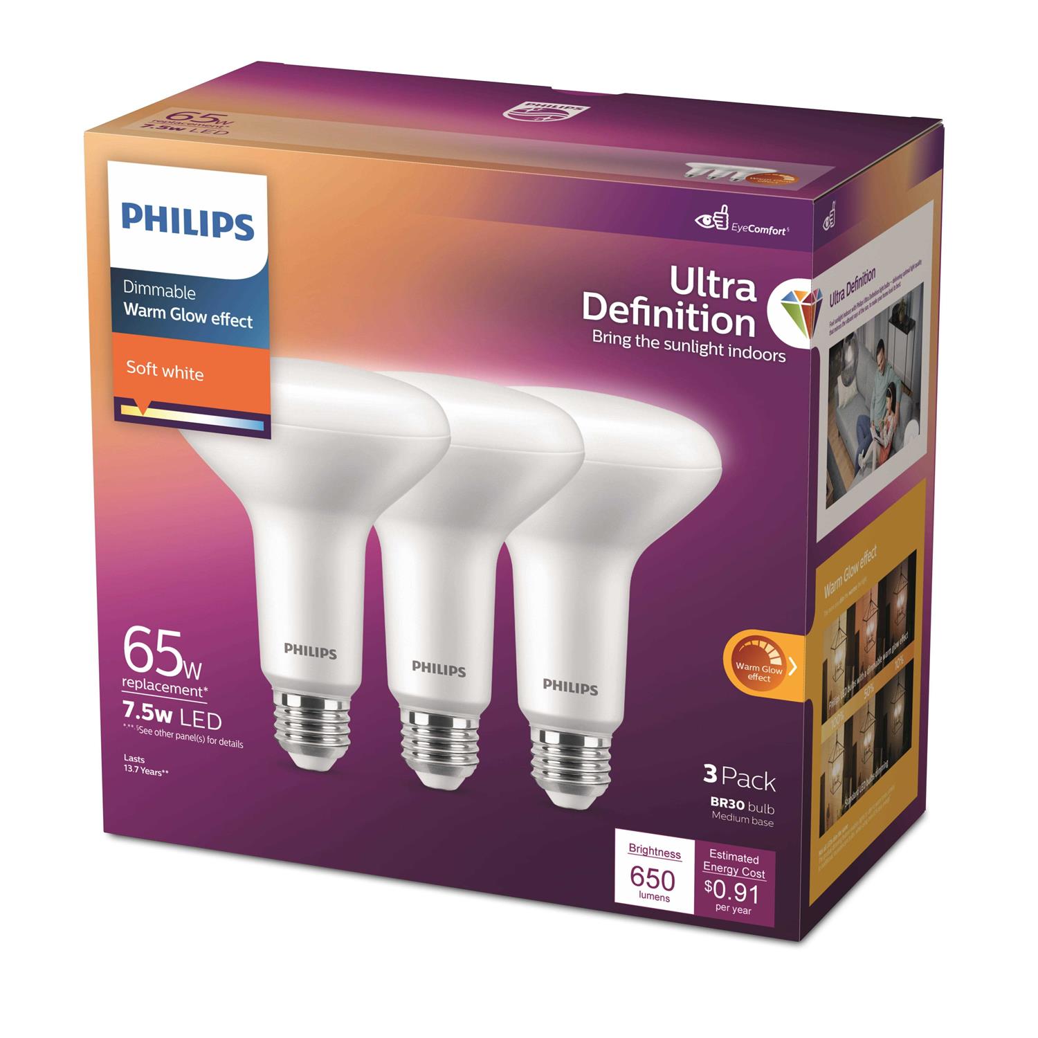Philips Indoor LED Ultra Definition 65W Soft White BR30 Floodlight ...
