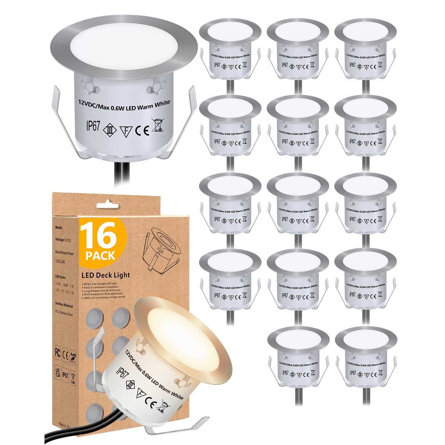 HIBOITEC Recessed LED Deck Light Kits 12V Low Voltage Landscape ...
