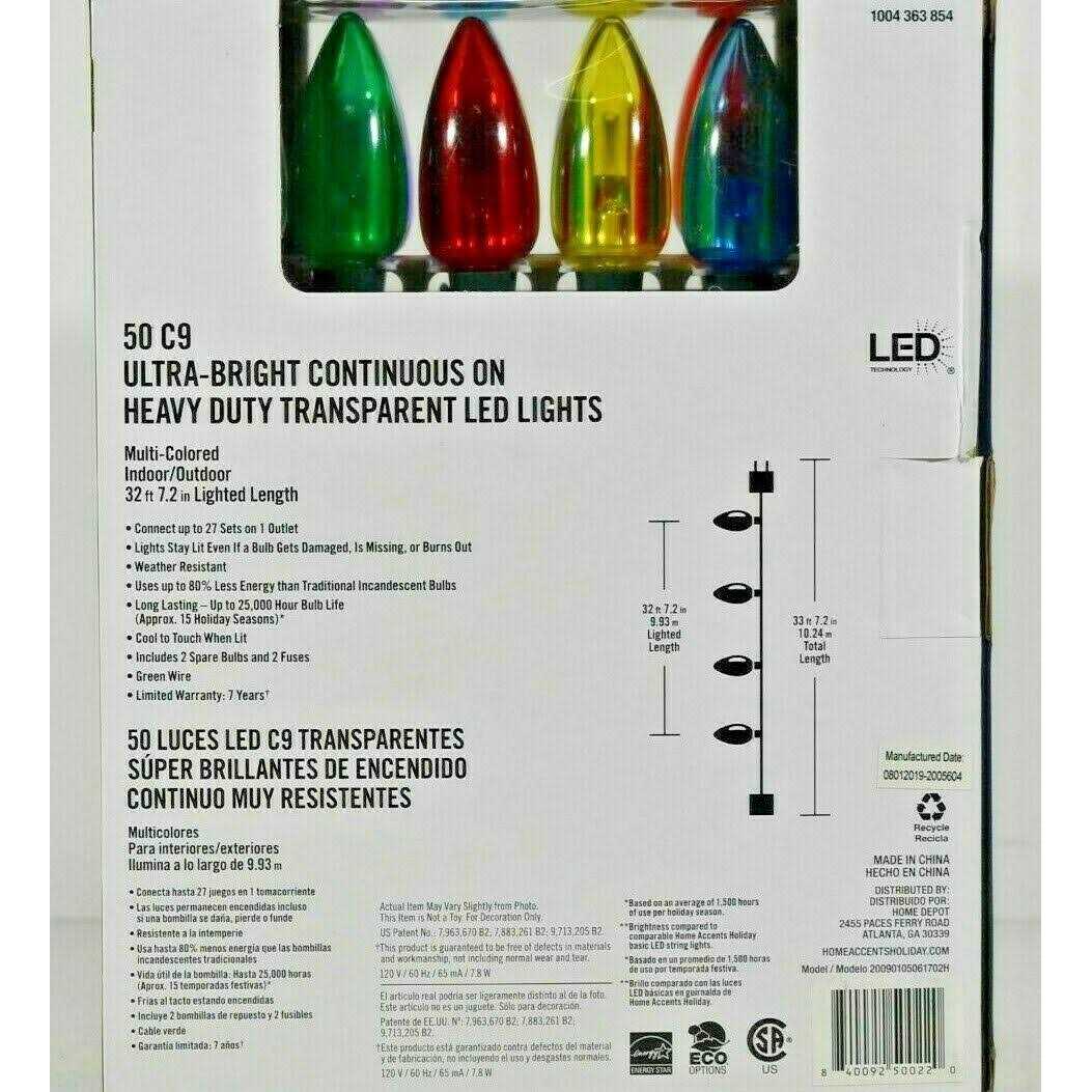 Home Accents 50 Multi-Colored C9 Continuous On Heavy Duty Transparent ...