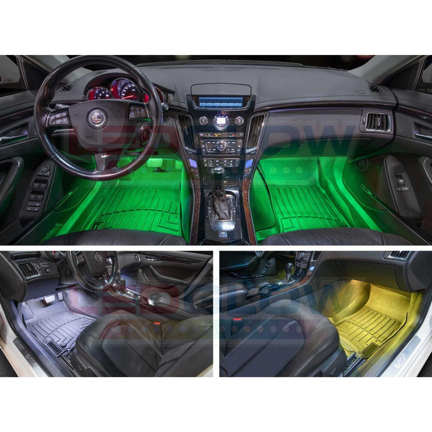 Ledglow 4pc LED Interior Footwell Underdash Neon Lighting Kit for Cars ...