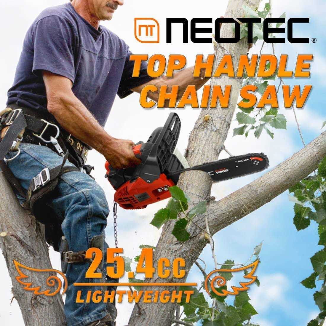 Neo-Tec 12'' Top Handle Gas Chainsaw,2-Stroke 25.4cc Portable Chain ...