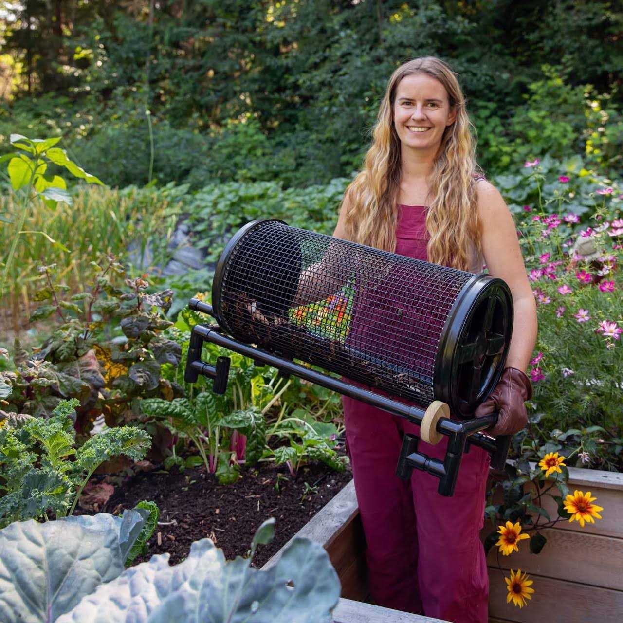 Earthkeeping Green Rolling Garden Sifter with 1/2 in. Heavy Duty Screen ...